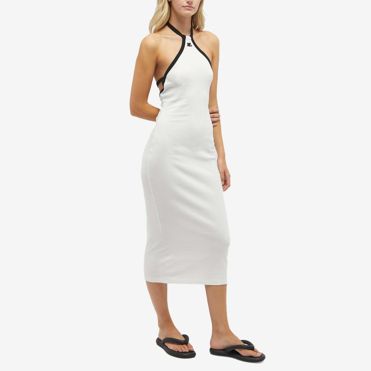 Courreges Women's Courrèges Halter Neck Logo Maxi Dress in White Courreges