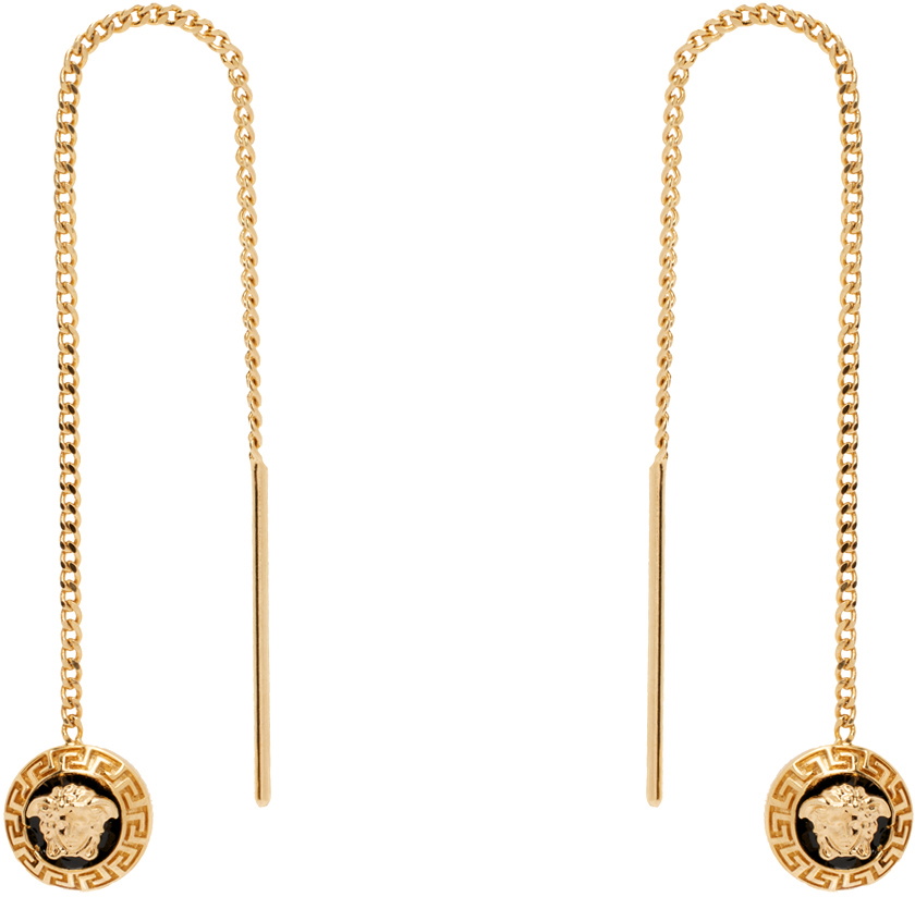 Versace Gold Metal Enamel Earrings Versace