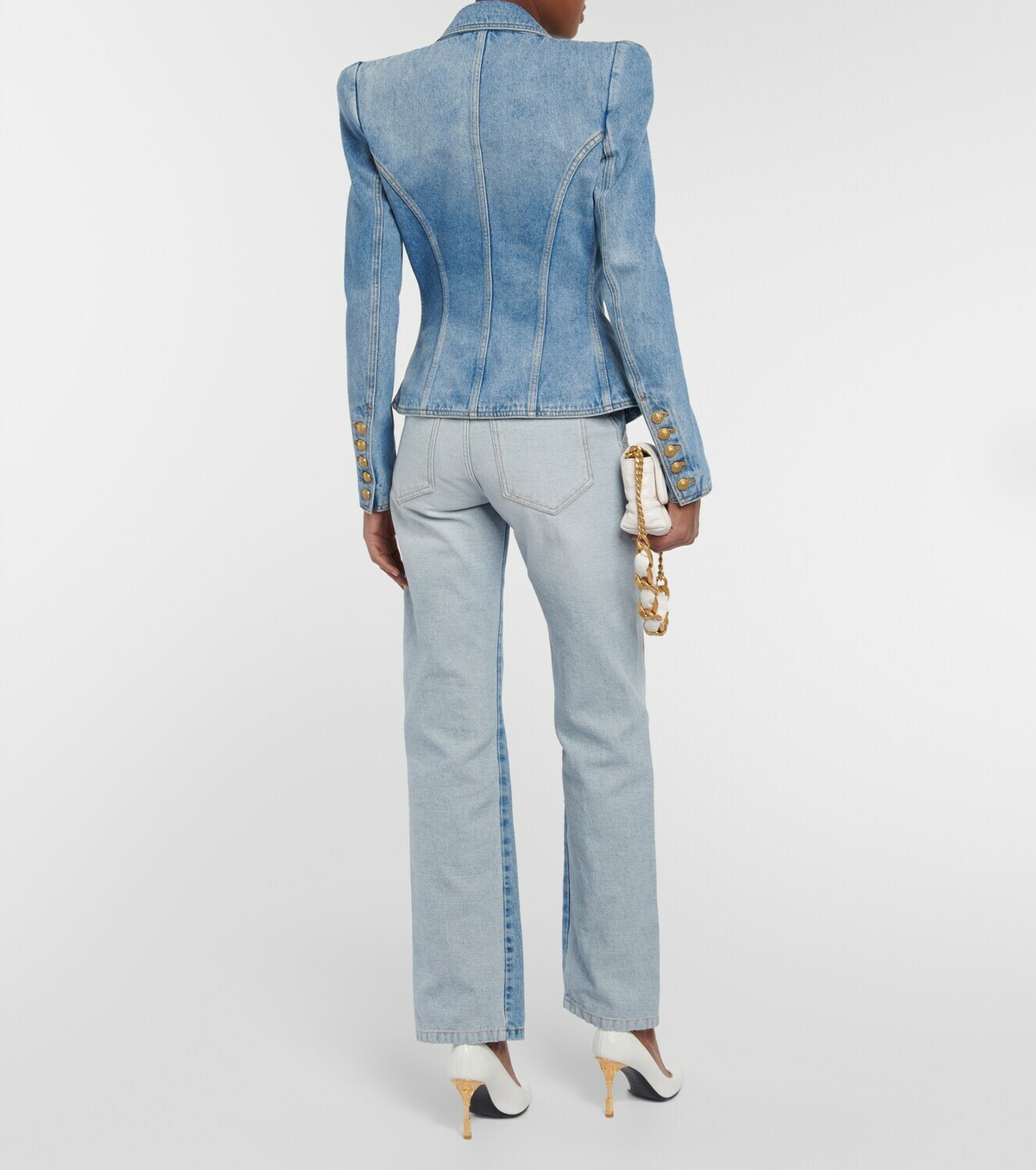 Balmain - Double-breasted denim blazer Balmain