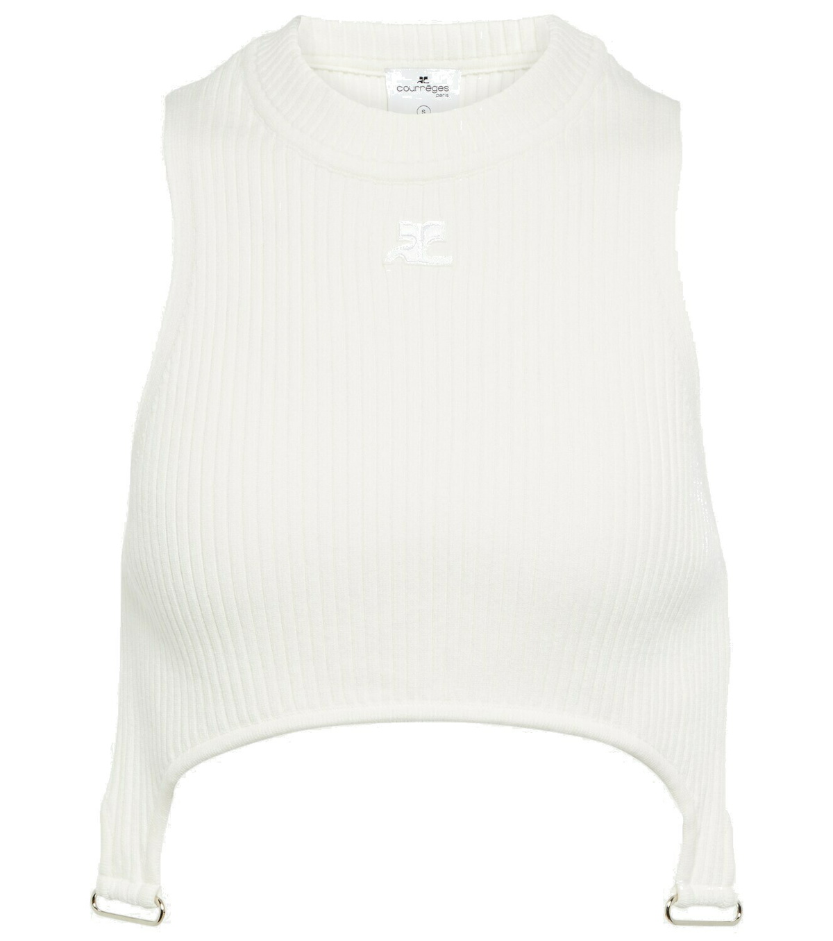 Courreges - Ribbed-knit cropped top with suspenders Courreges
