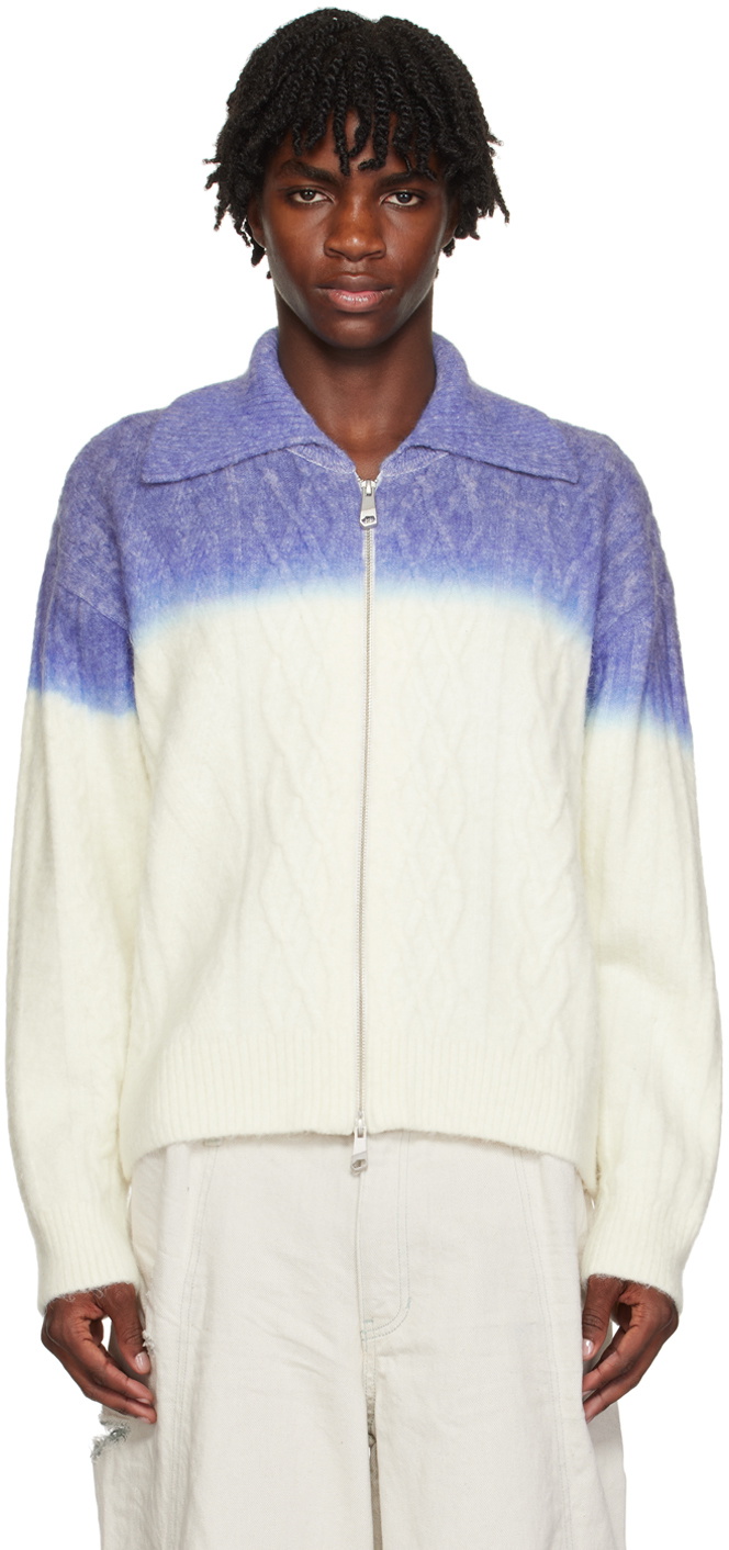 ADER error Blue & Off-White Gradient Cardigan ADER error