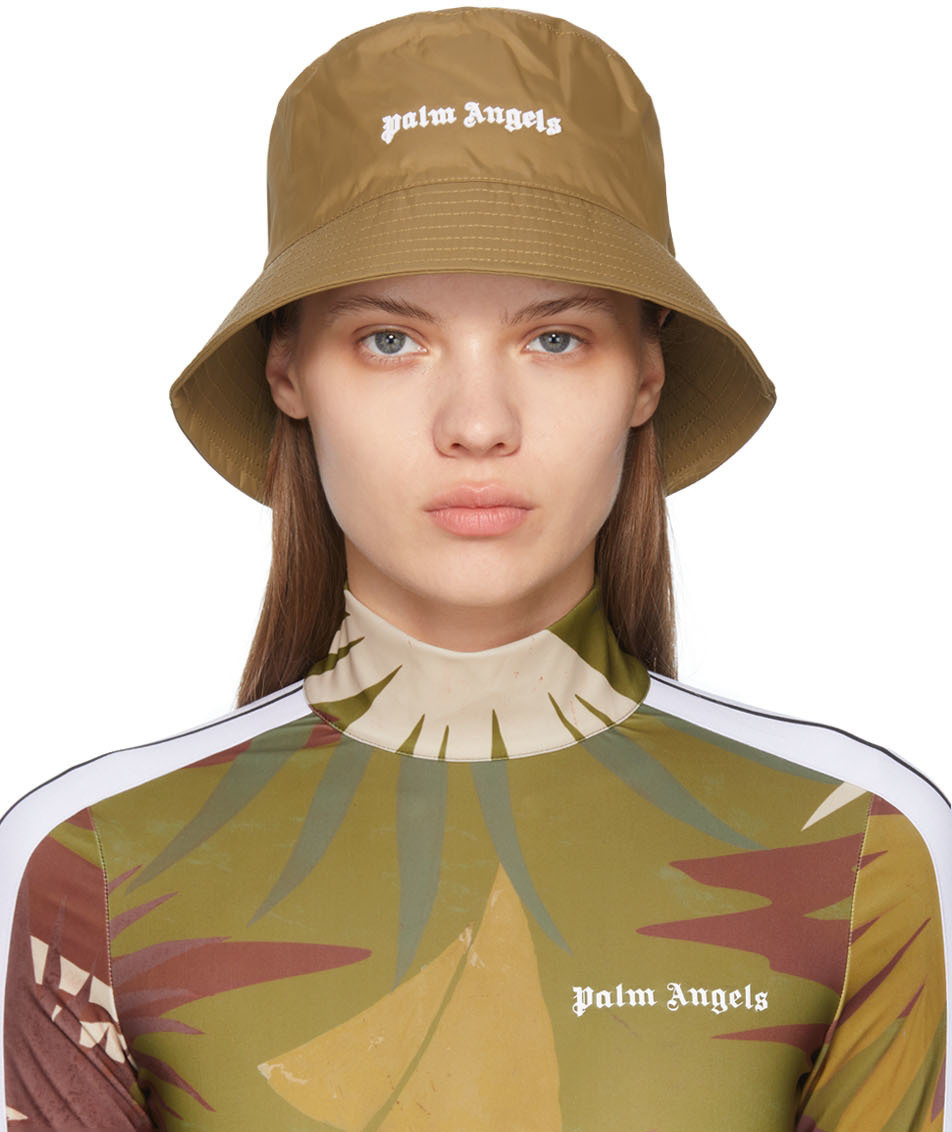 Palm Angels Khaki Classic Logo Bucket Hat Palm Angels