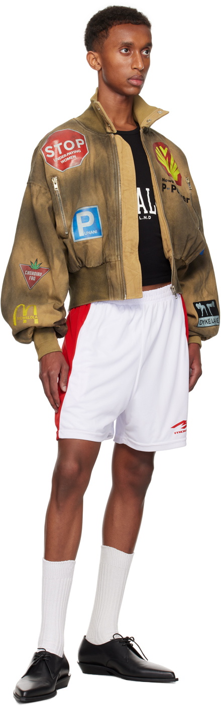 Mowalola Brown Crash Denim Bomber Jacket Mowalola