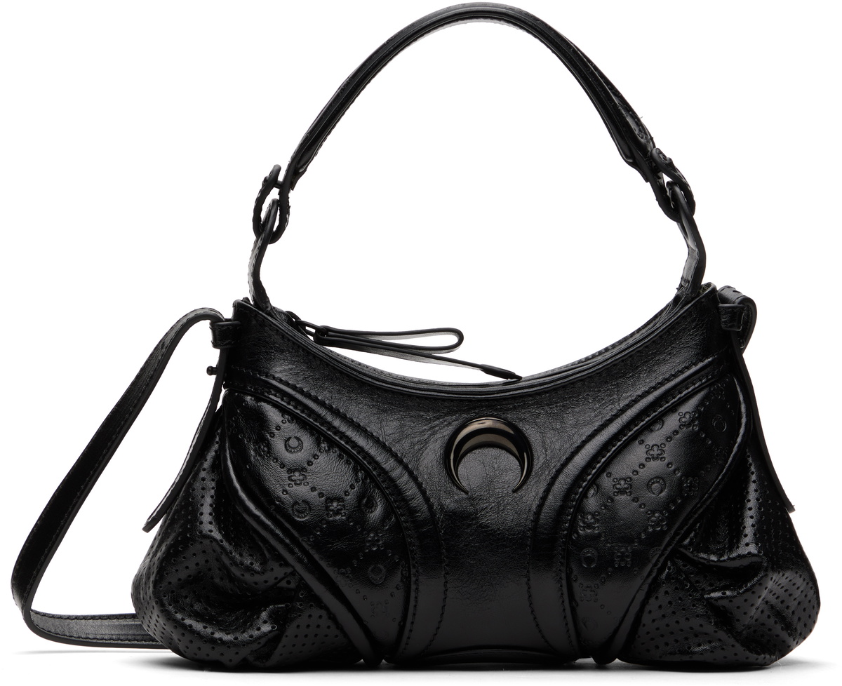 Marine Serre Black Moonogram Embossed Leather Futura Bag Marine Serre
