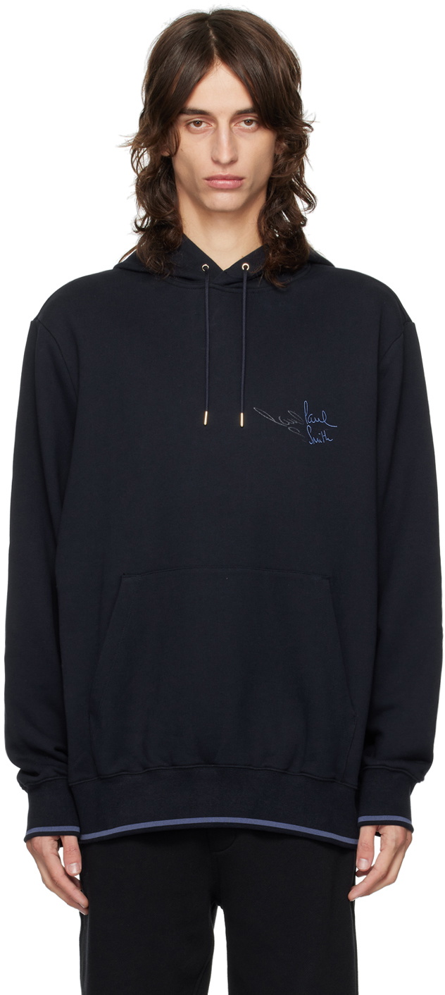 Paul Smith Navy Embroidered Logo Hoodie Paul Smith