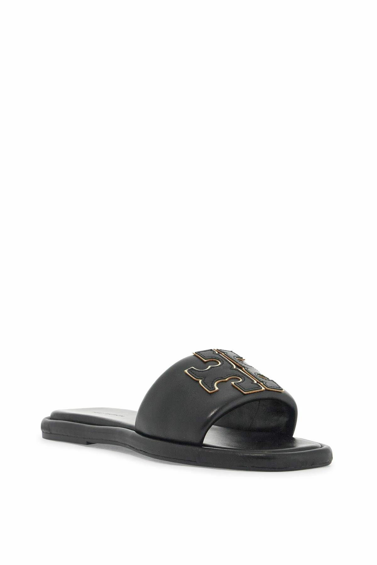 TORY BURCH double t leather slides Black Tory Burch