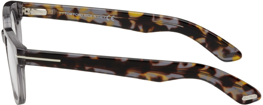 TOM FORD Transparent Blue Block Round Glasses TOM FORD