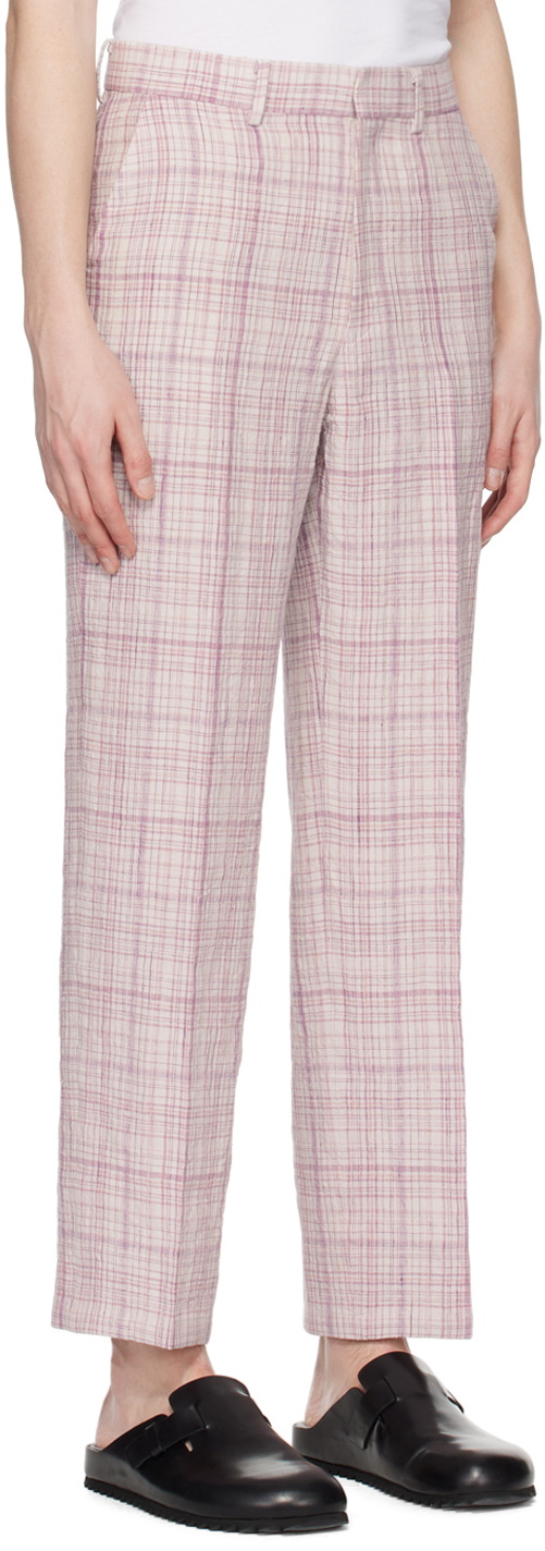 AURALEE Pink & White Check Trousers Auralee