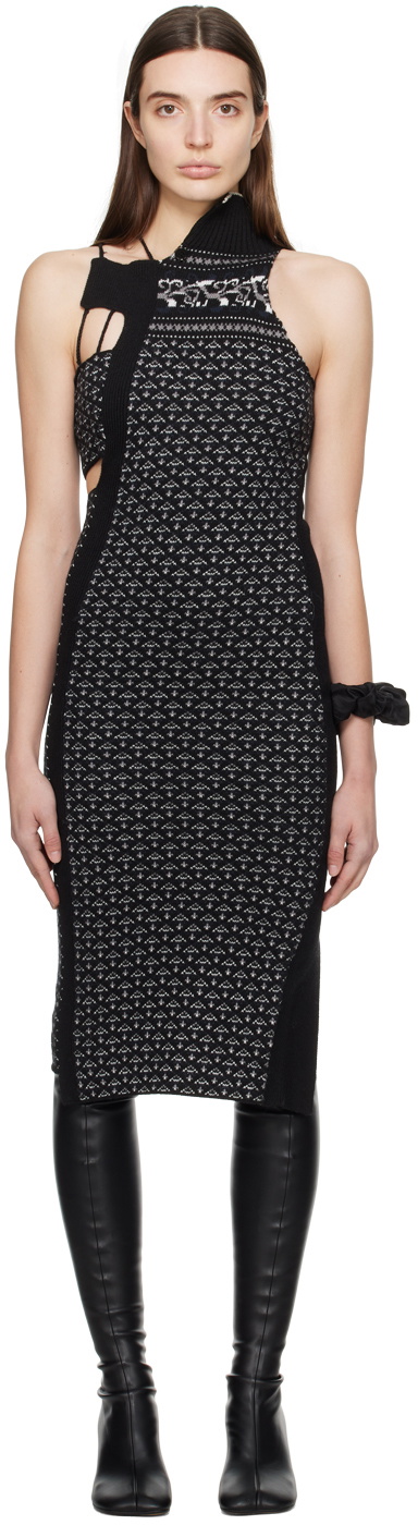 MM6 Maison Margiela Black Asymmetric Midi Dress MM6 Maison Margiela