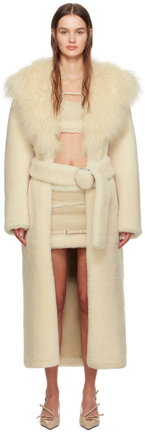 Jacquemus Off-White Guirlande 'Le Manteau Long Pilou' Shearling Coat Jacquemus