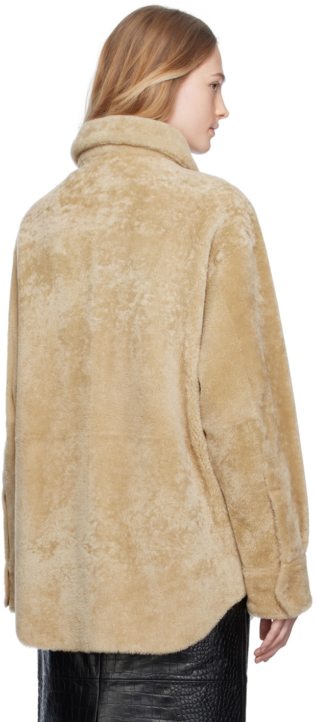 Helmut Lang Tan Flap Pocket Shearling Jacket Helmut Lang