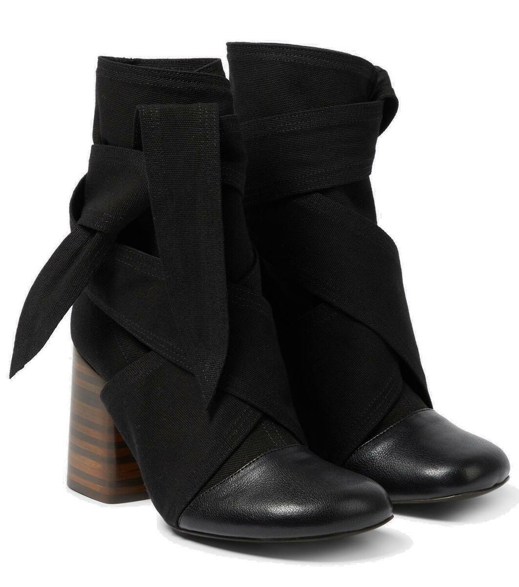Lemaire Wrapped 90 canvas and leather ankle boots Lemaire