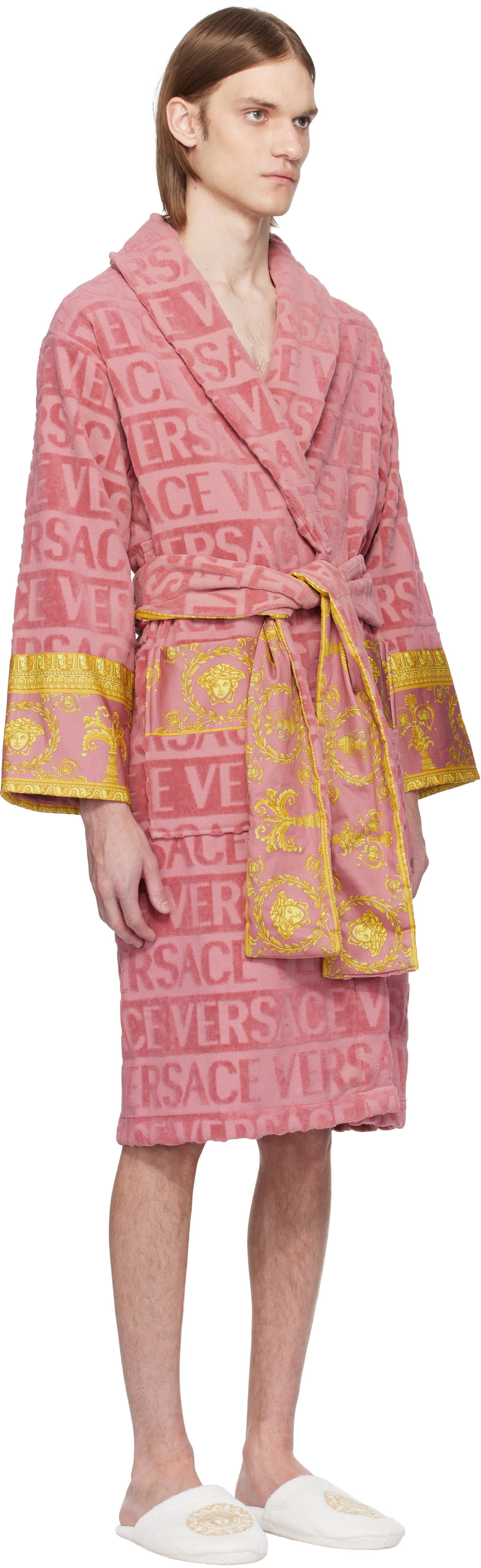 Versace Underwear Pink 'I Heart Baroque' Bathrobe Versace Underwear