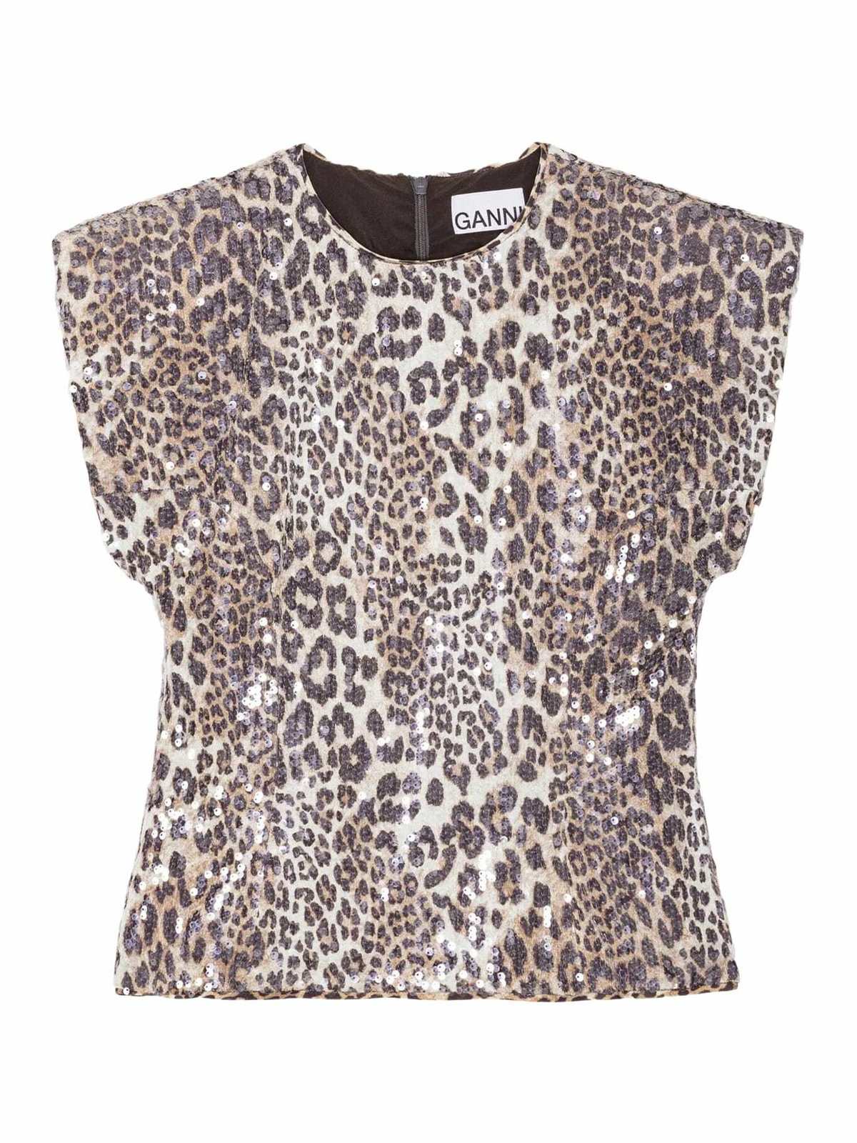 Ganni Leopard Blouse With Sequins GANNI