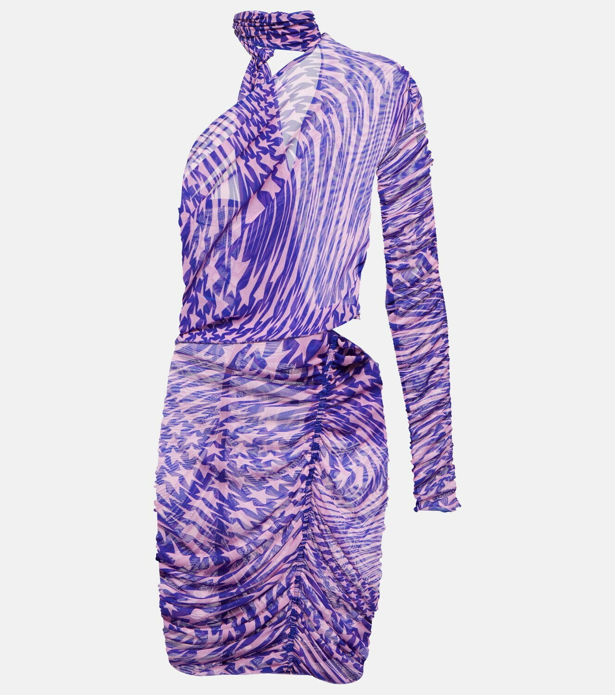 Mugler - Printed mesh cutout minidress Mugler