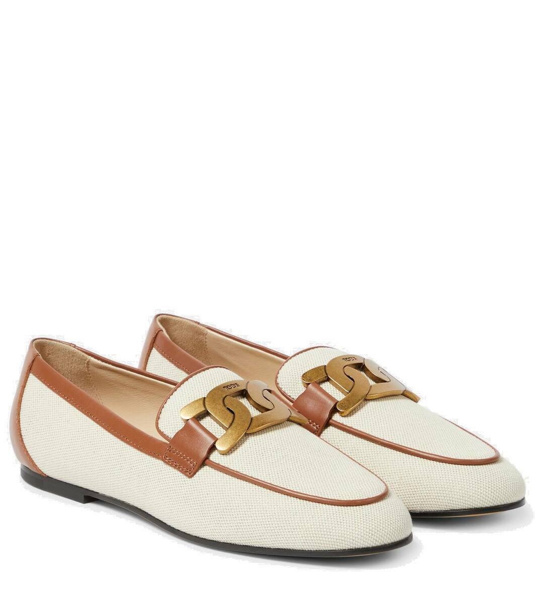 Tod's Catena leather-trimmed canvas loafers Tod's
