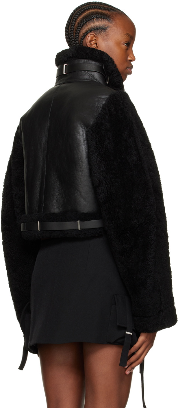 Dion Lee Black Shift Cap Reversible Shearling Jacket Dion Lee