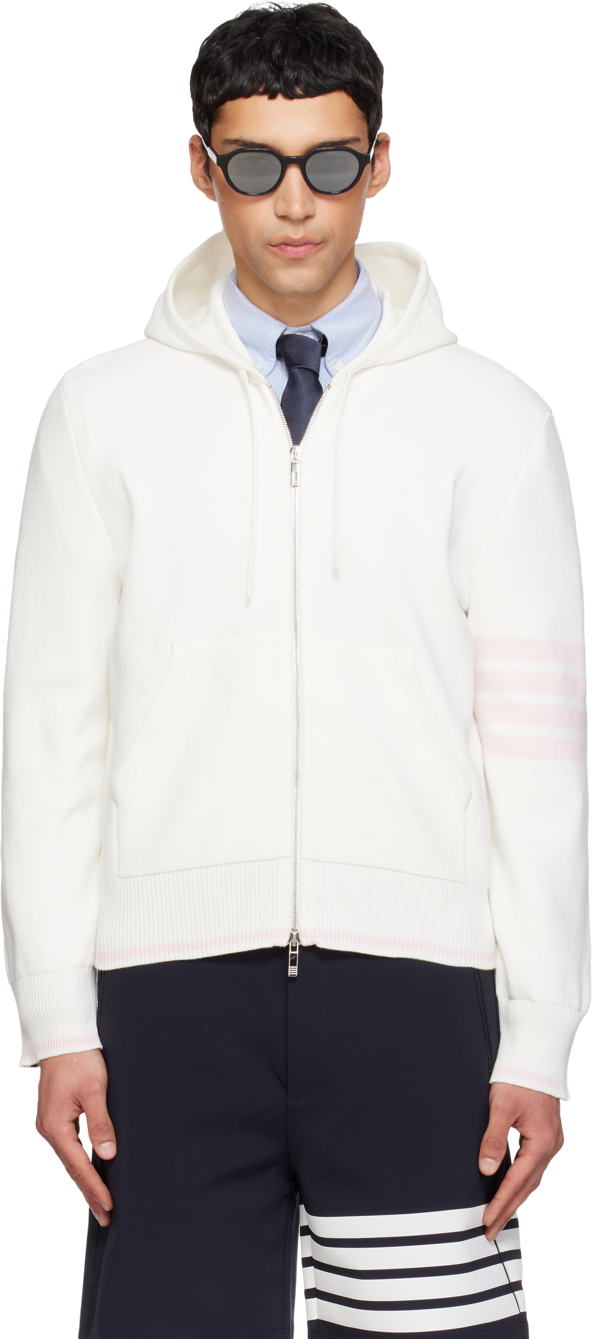 Thom Browne Off-White Milano Stitch Zip Hoodie Thom Browne