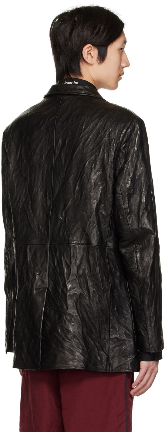 Acne Studios Black Creased Leather Jacket Acne Studios