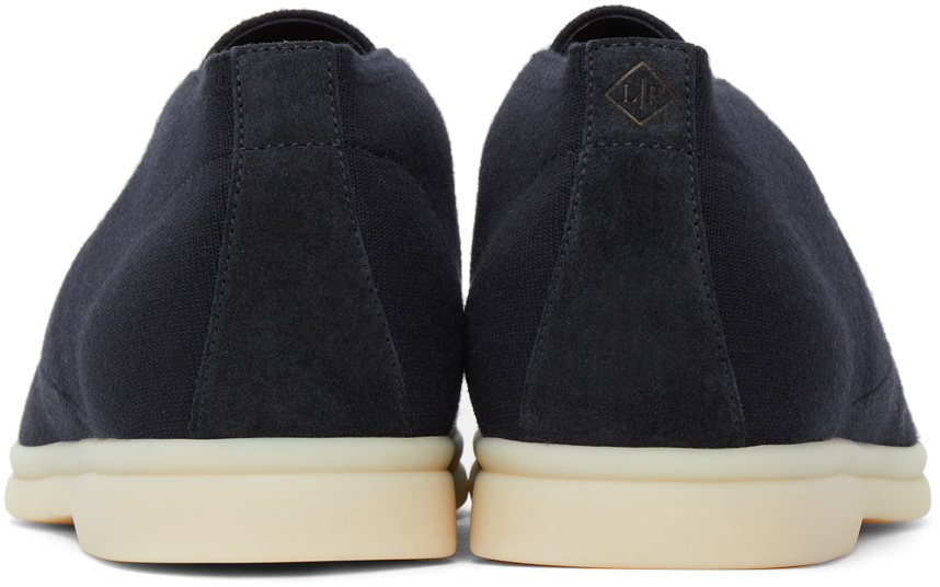Loro Piana Navy Knit Open Walk Boots Loro Piana