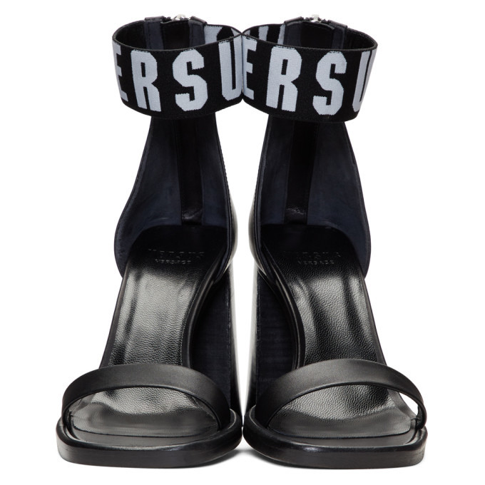 Versus Black Logo Band Sandals Versus