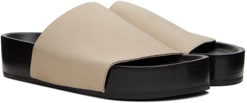 CO Tan Elastic Slide Sandals CO