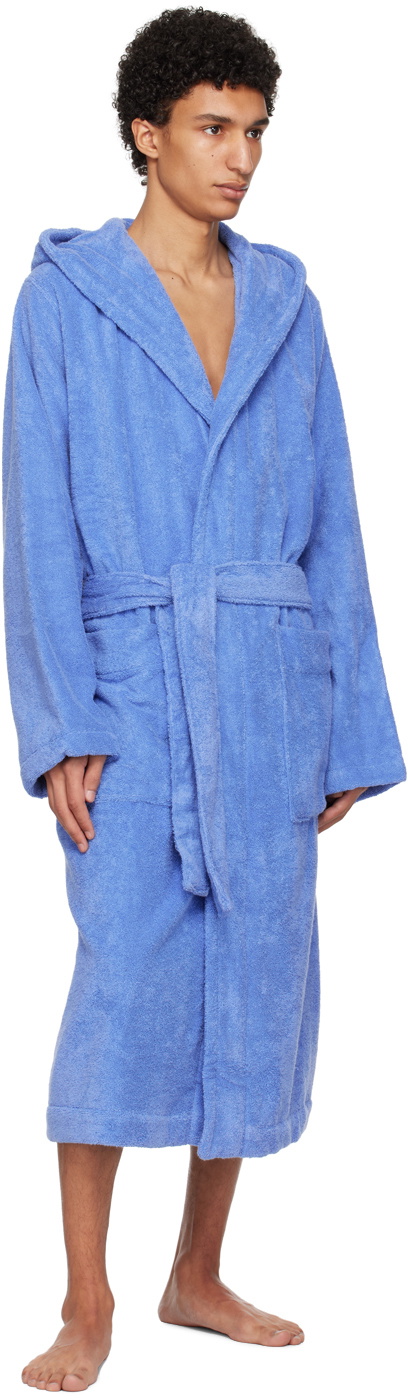 Tekla Blue Hooded Bathrobe Tekla Fabrics