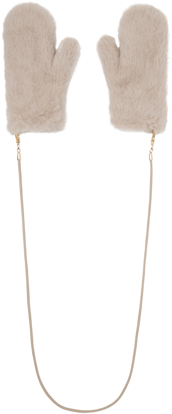 Max Mara Beige Ombrato Mittens Max Mara