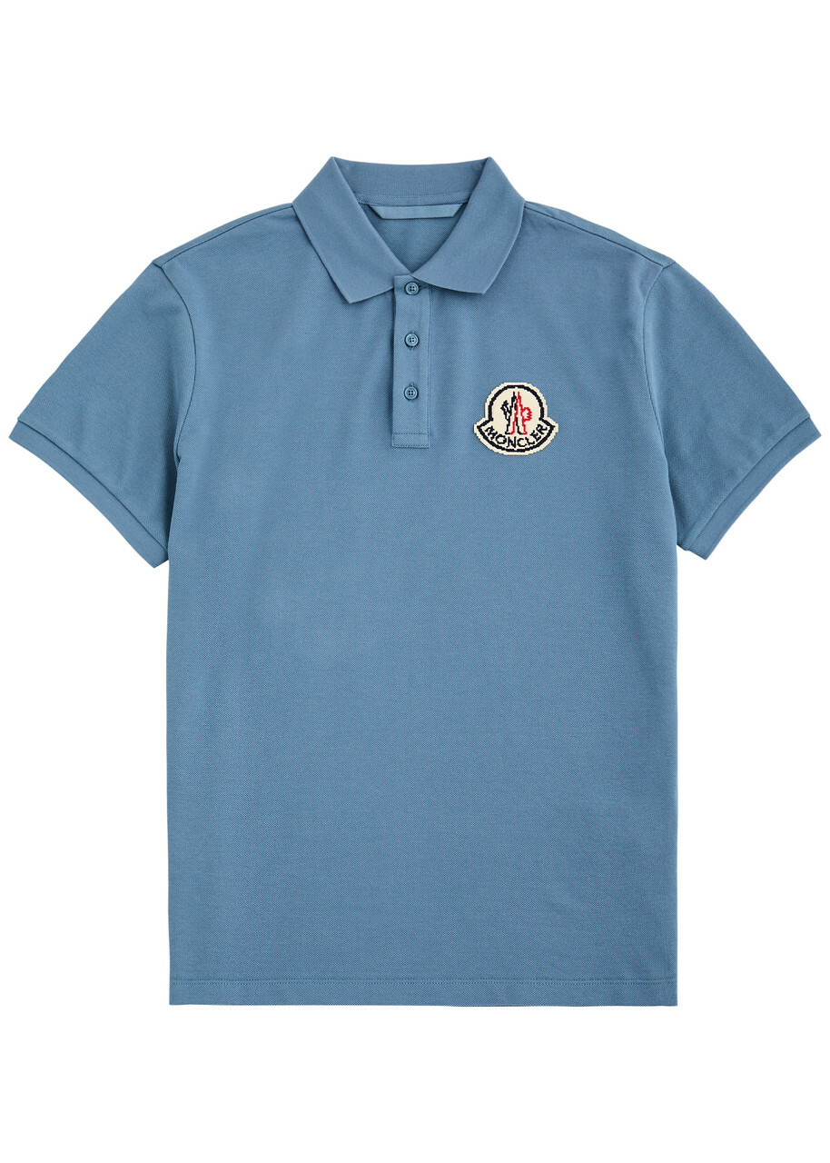 Moncler Logo-appliquéd Cotton Polo Shirt Blue Moncler