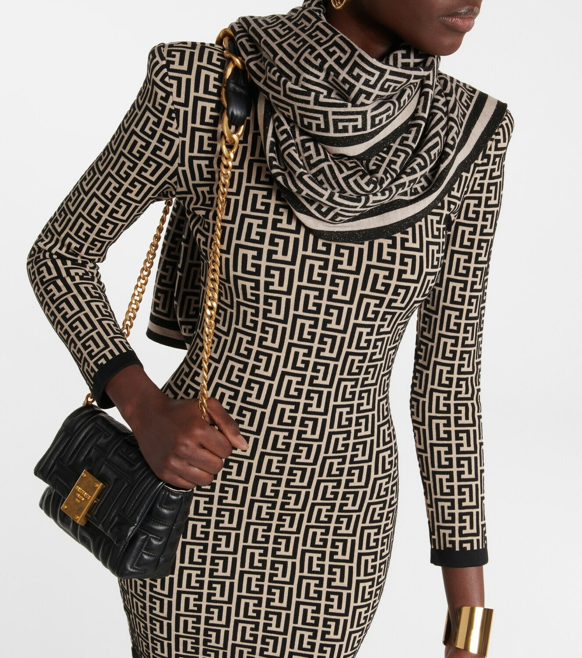 Balmain - Monogram wool-blend scarf Balmain