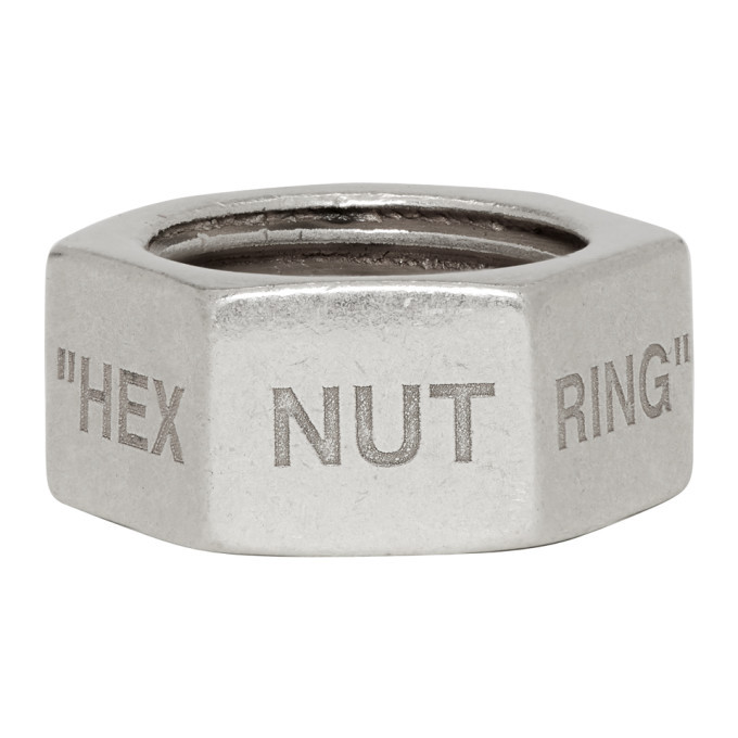 Off White Silver Hex Nut Ring Off White