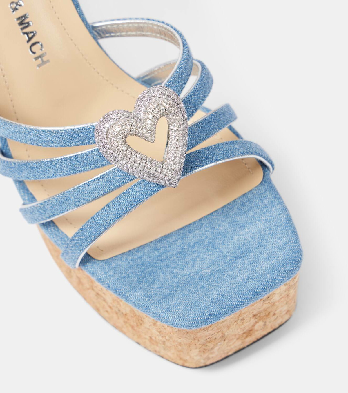 Mach & Mach Double Heart denim wedges MACH & MACH