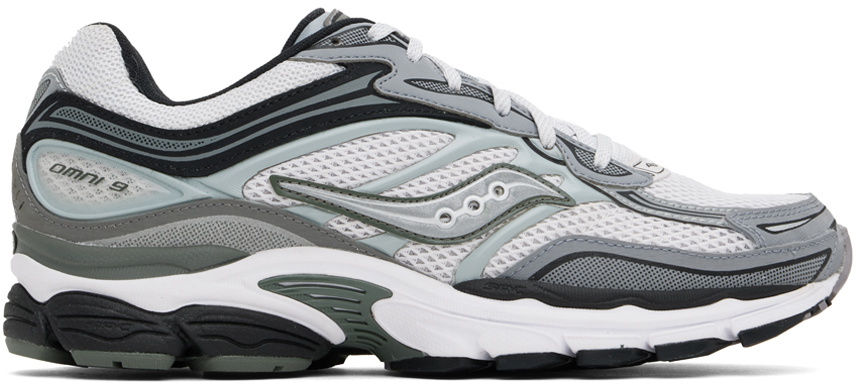 Saucony White & Gray ProGrid Omni 9 Sneakers Saucony