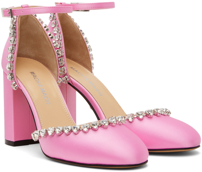 MACH & MACH Pink Audrey Crystal 95 Heels MACH & MACH