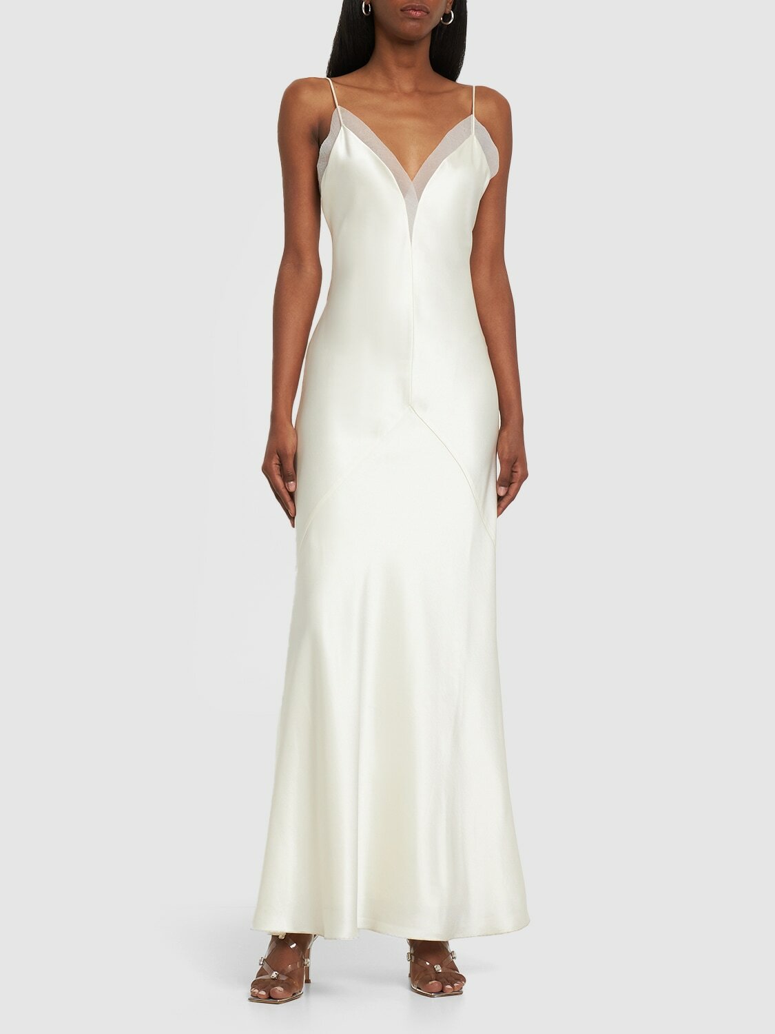 MACH & MACH Lotus Flower Satin Maxi Dress MACH & MACH