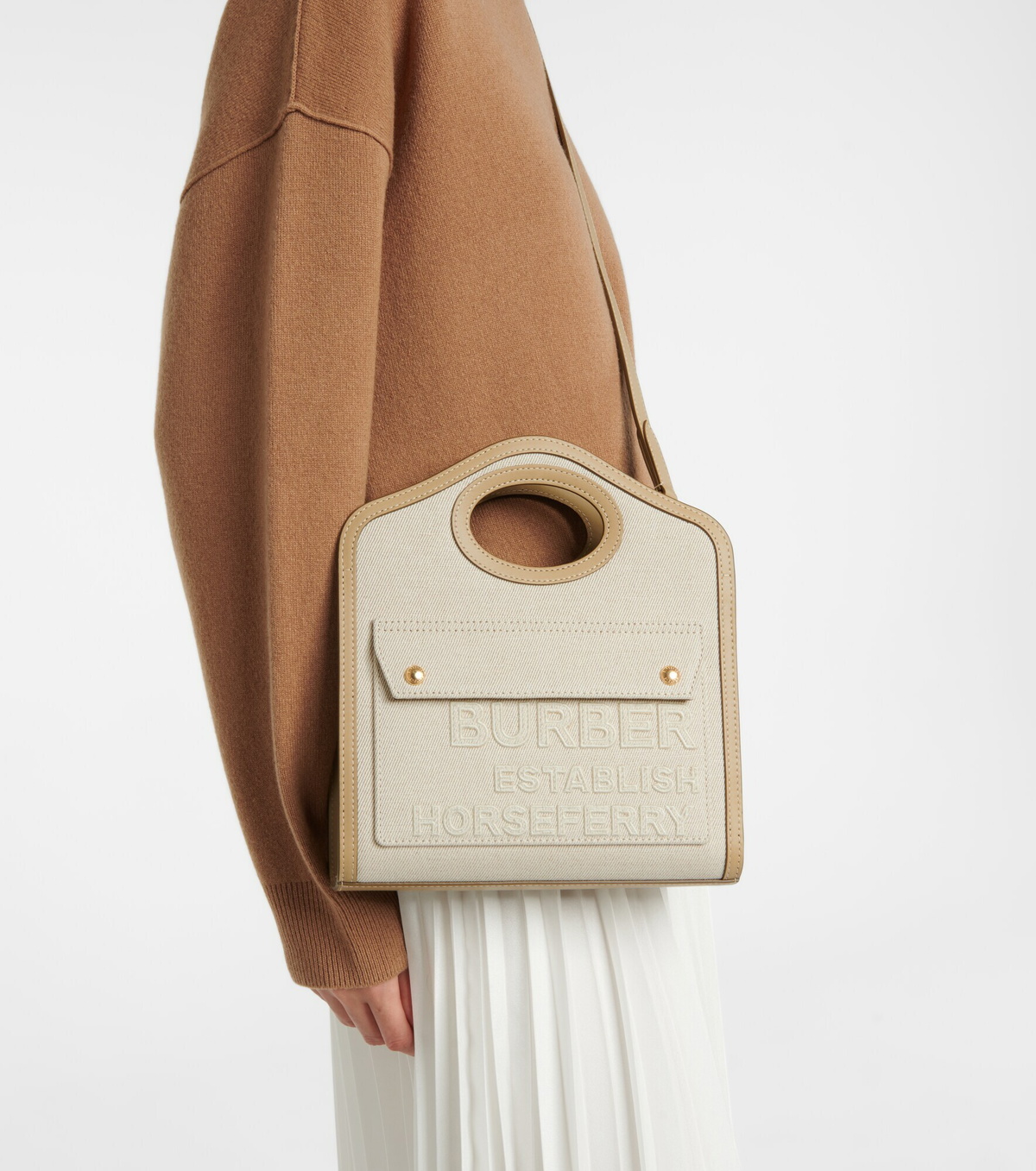 Burberry - Pocket Mini leather-trimmed canvas tote Burberry