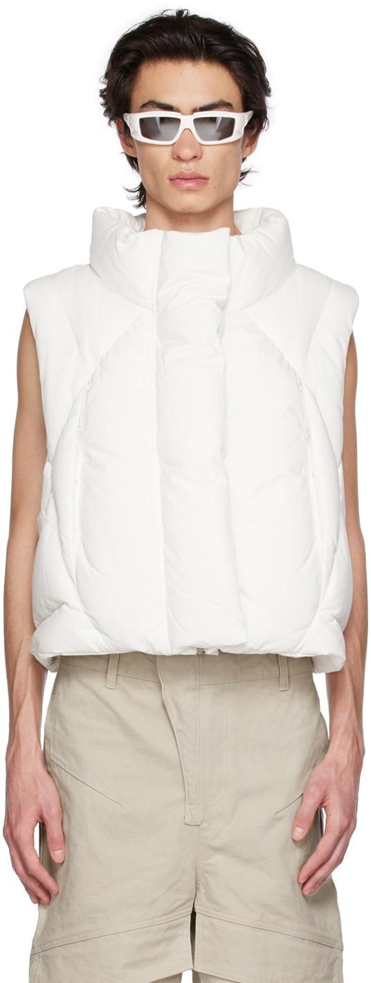 Entire Studios SSENSE Exclusive White Grid Down Vest Entire Studios