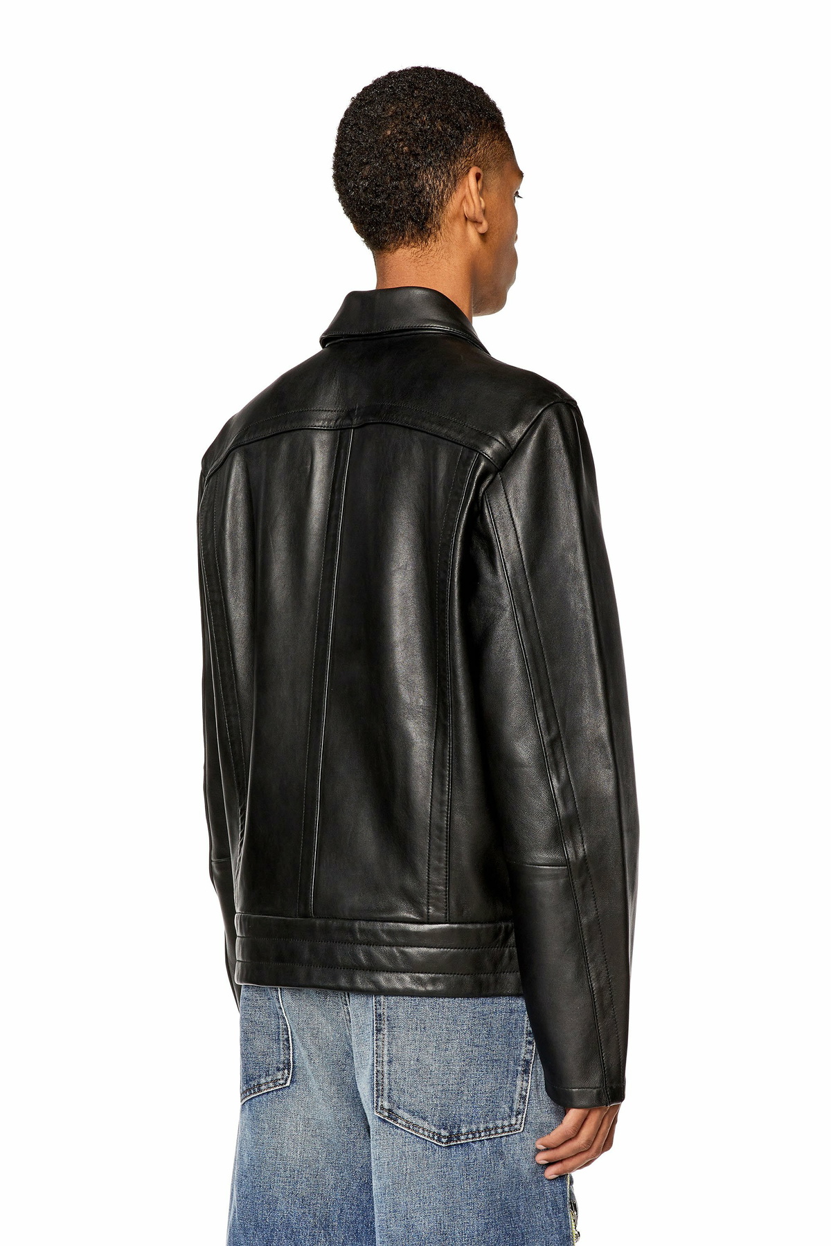 Diesel Shirt jacket in supple leather - Leather jackets Mens in Black ...