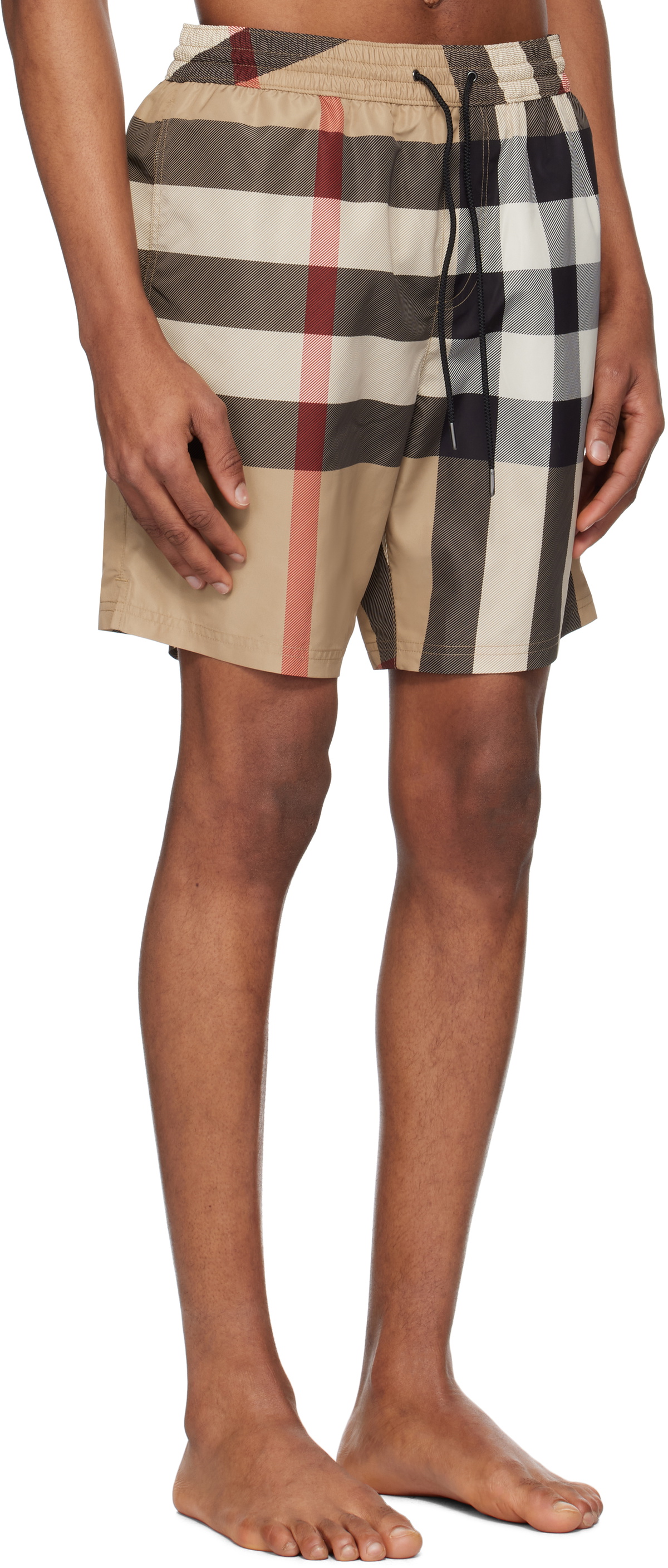 Burberry Beige Check Swim Shorts Burberry