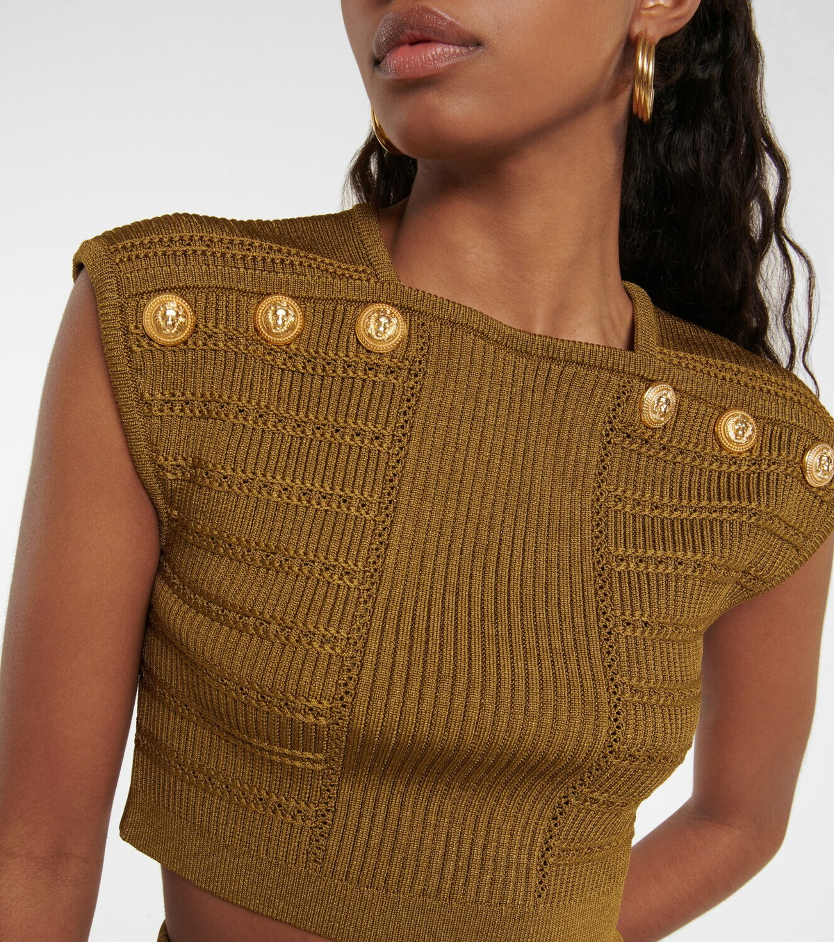 Balmain - Embellished knit crop top Balmain