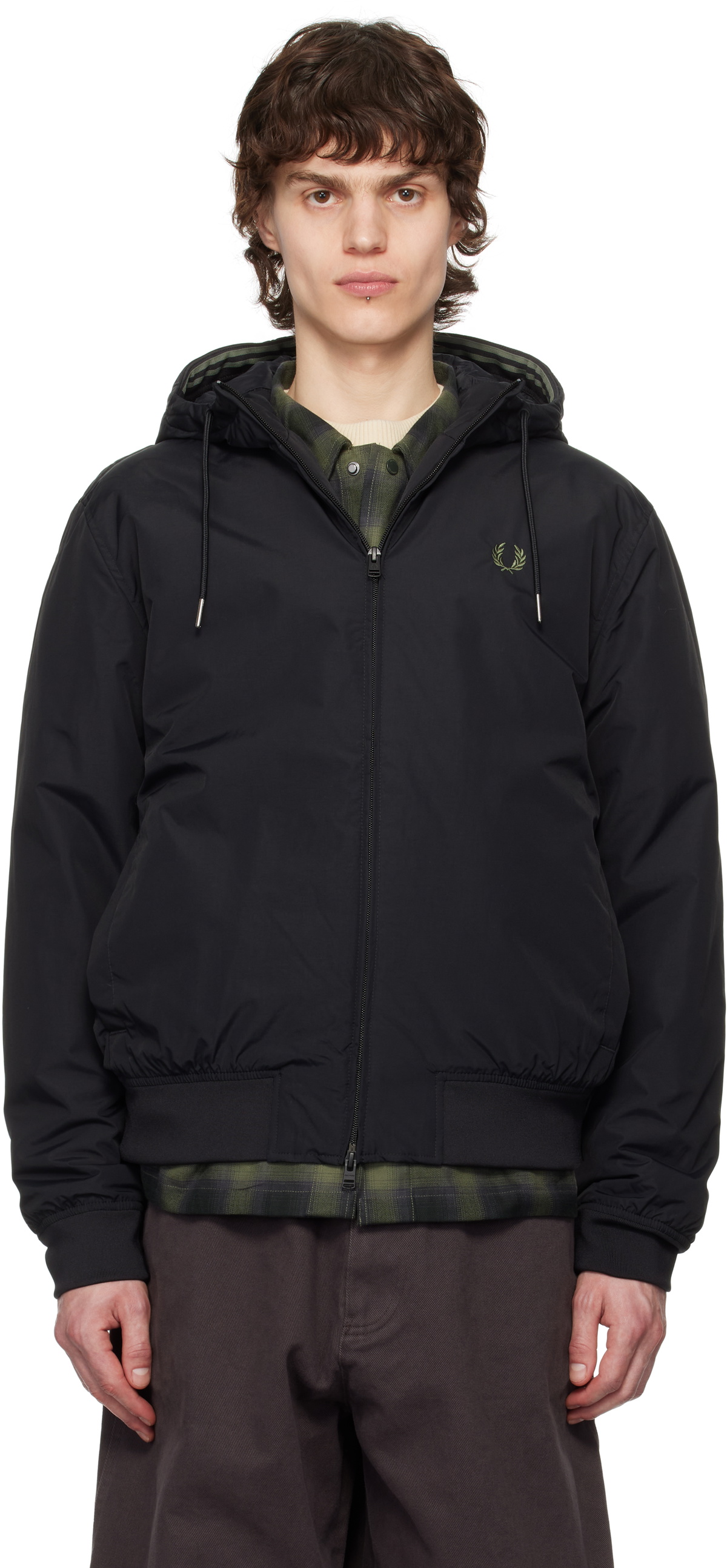 Fred Perry Black Hooded Brentham Jacket Fred Perry