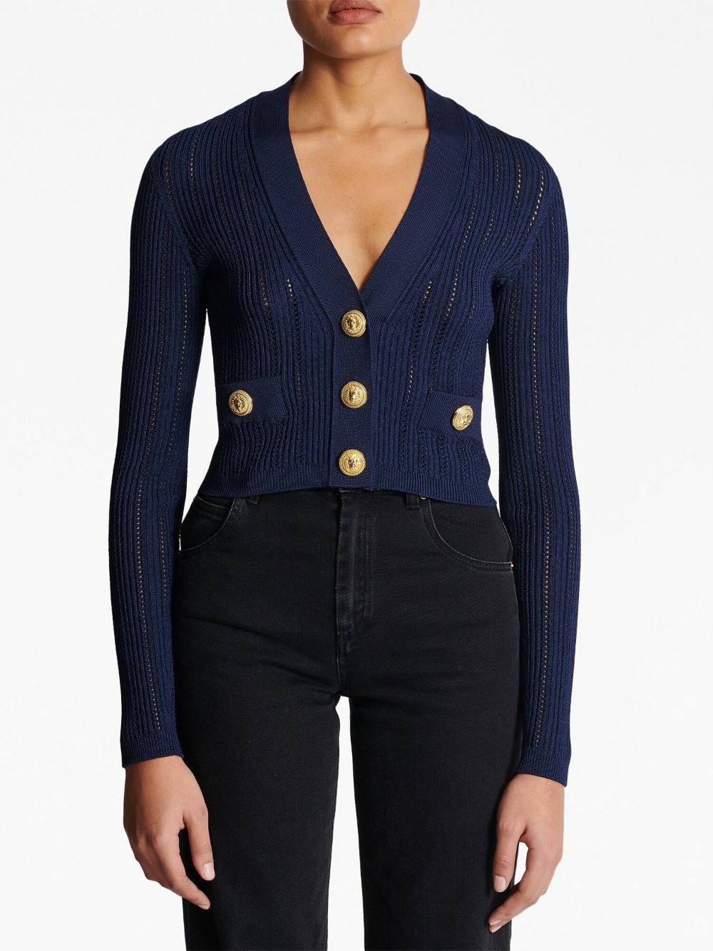 BALMAIN - Knit Cropped Cardigan Balmain