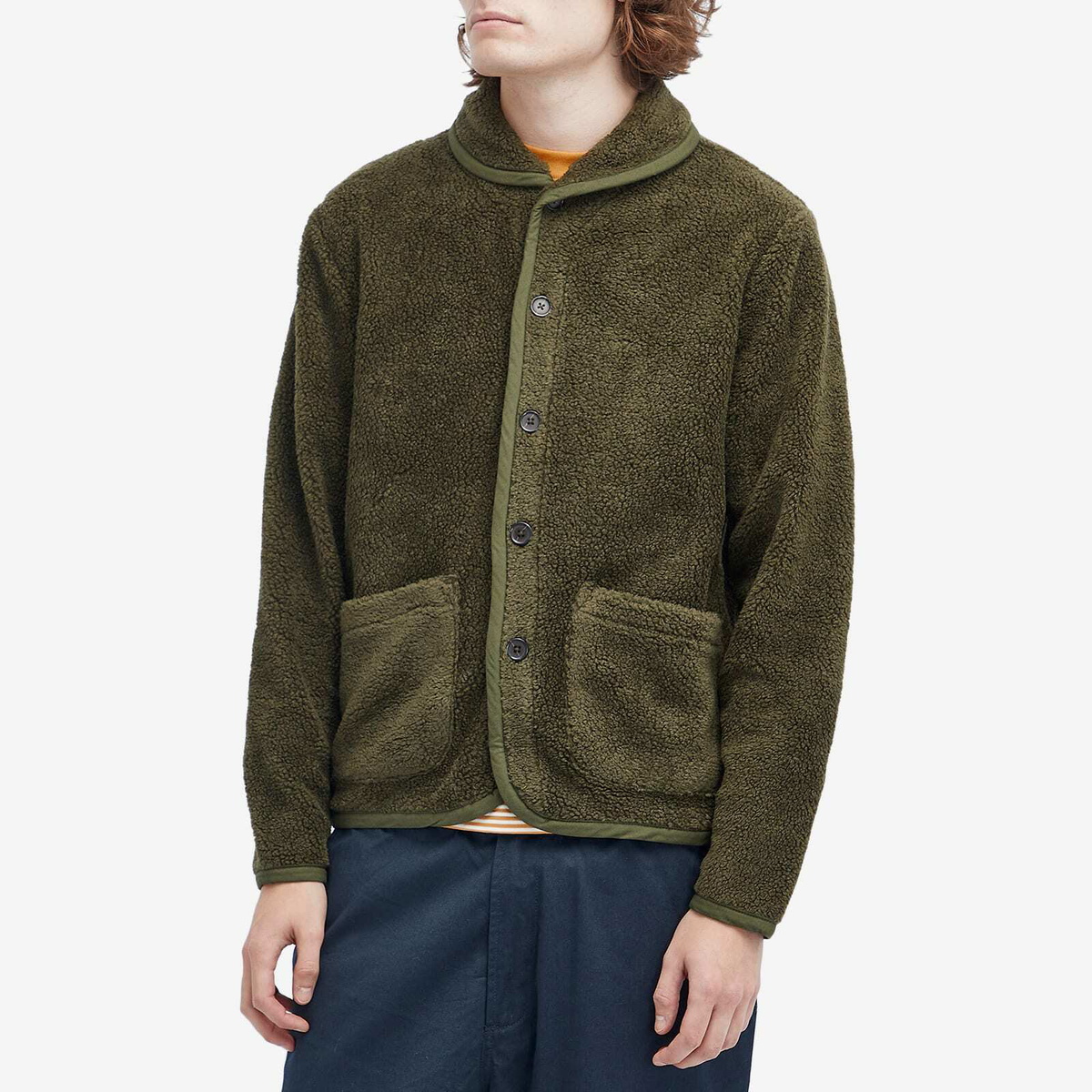 Universal Works Men's Mountain Fleece Lancaster Jacket in Olive ...