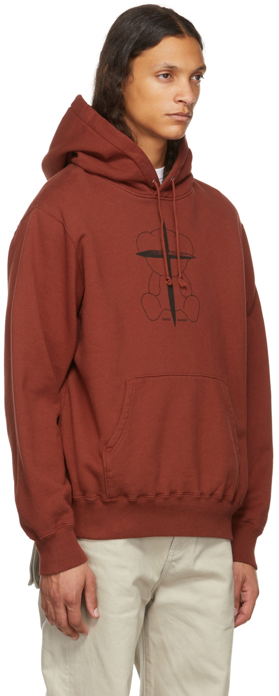 UNDERCOVER Burgundy Teddy Cross Hoodie Undercover