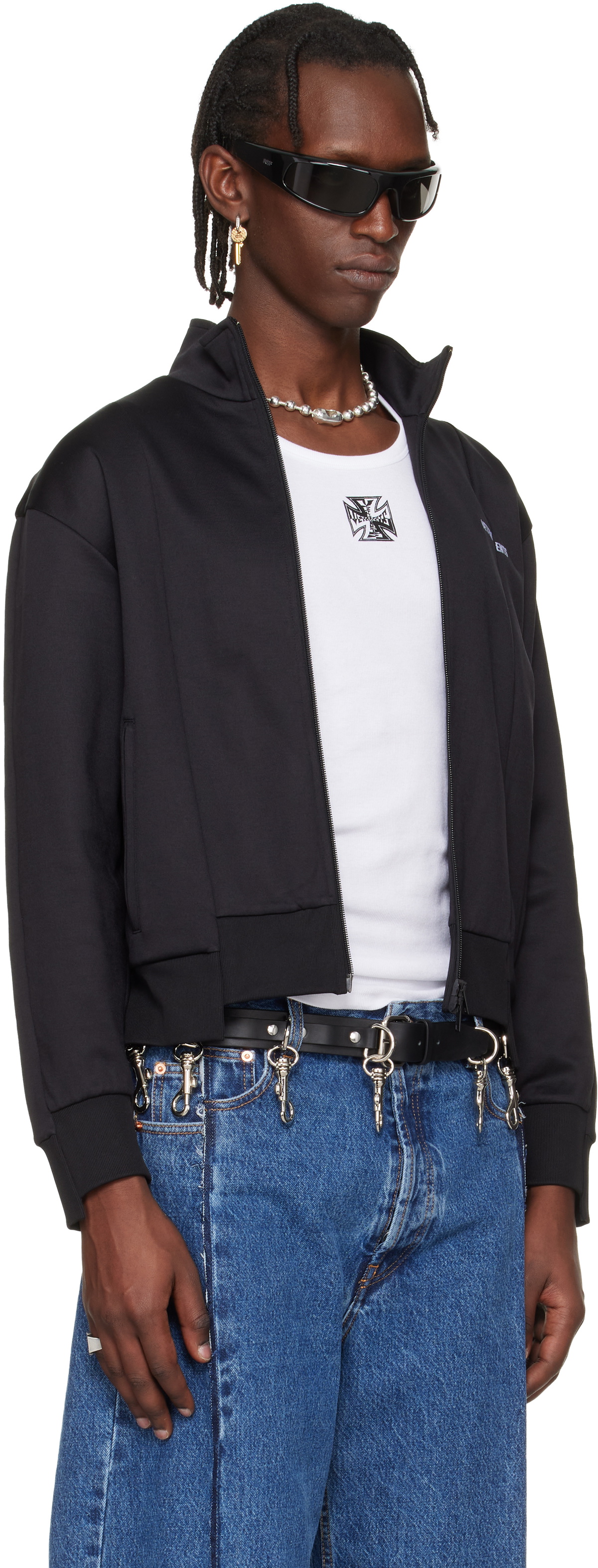 VETEMENTS Black Cut-Up Athletic Zip-Up Track Jacket Vetements