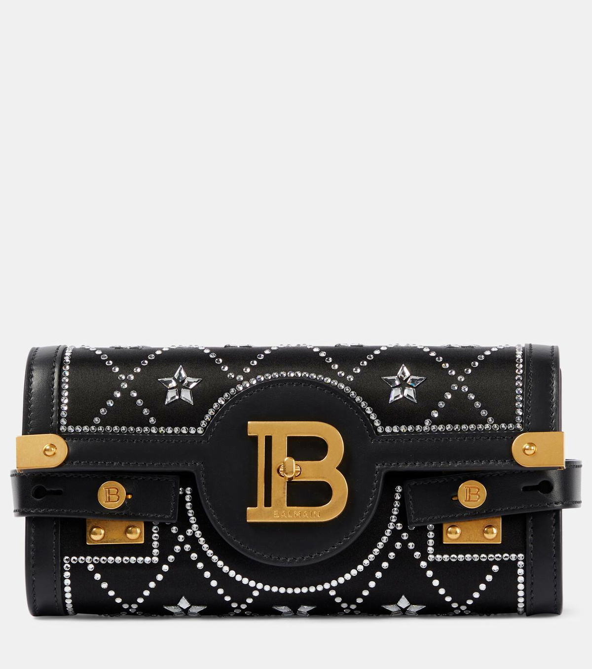 Balmain B-Buzz Pouch 23 embellished satin clutch Balmain