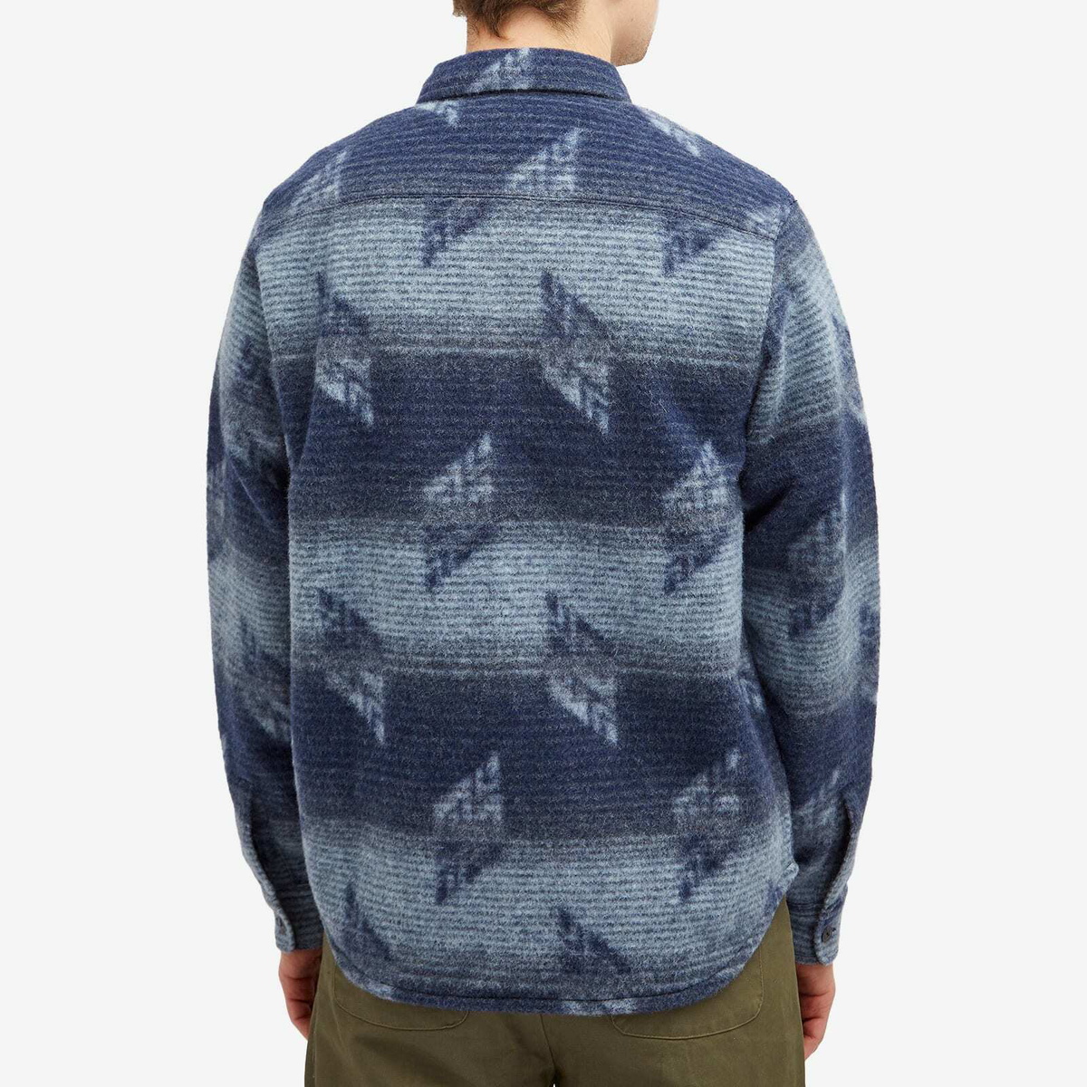 RRL Men's Roland Patterned Overshirt in Navy Multi RRL