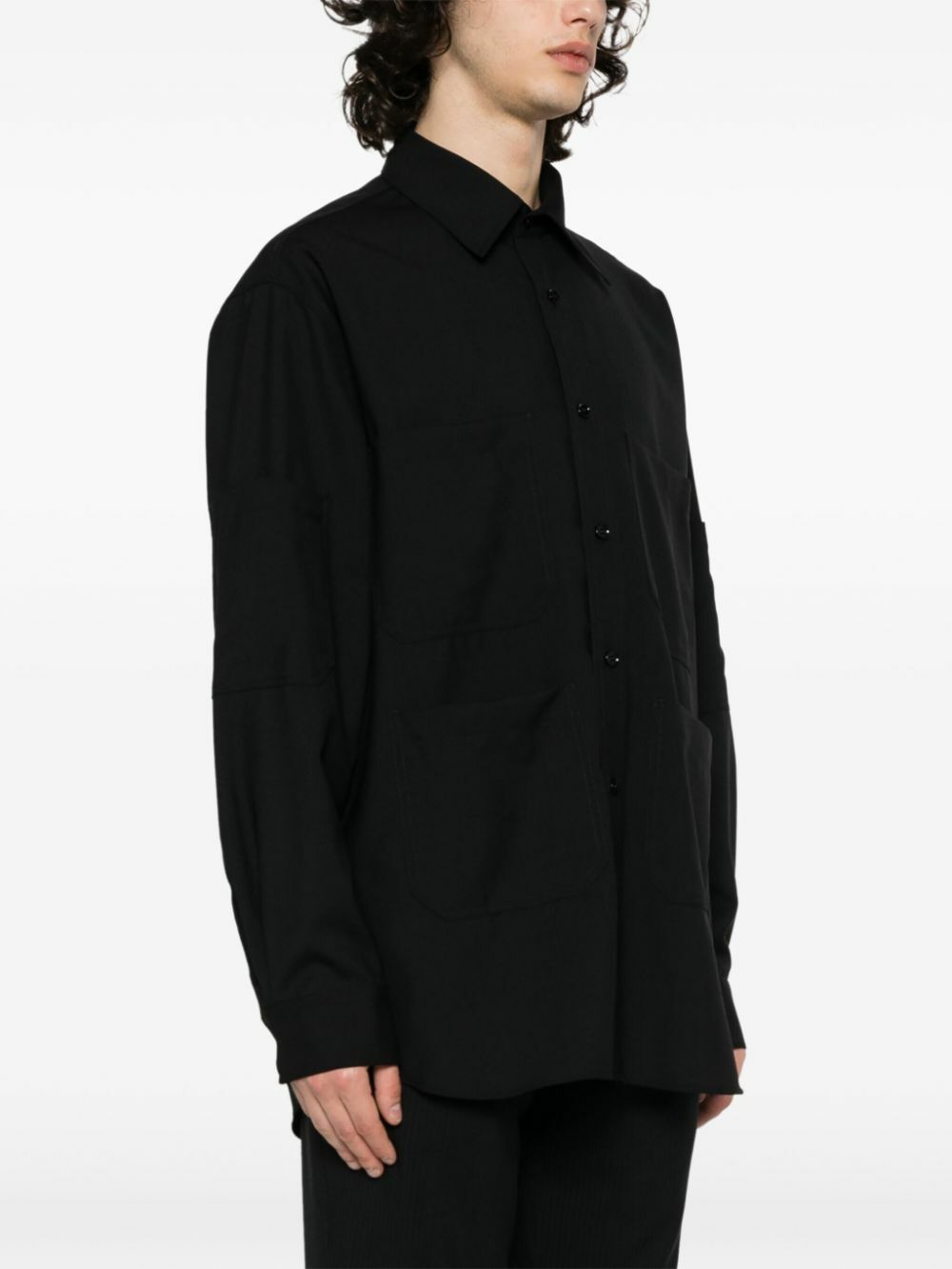 MM6 Maison Margiela Black Single-Stitch Wool Shirt MM6 Maison Margiela
