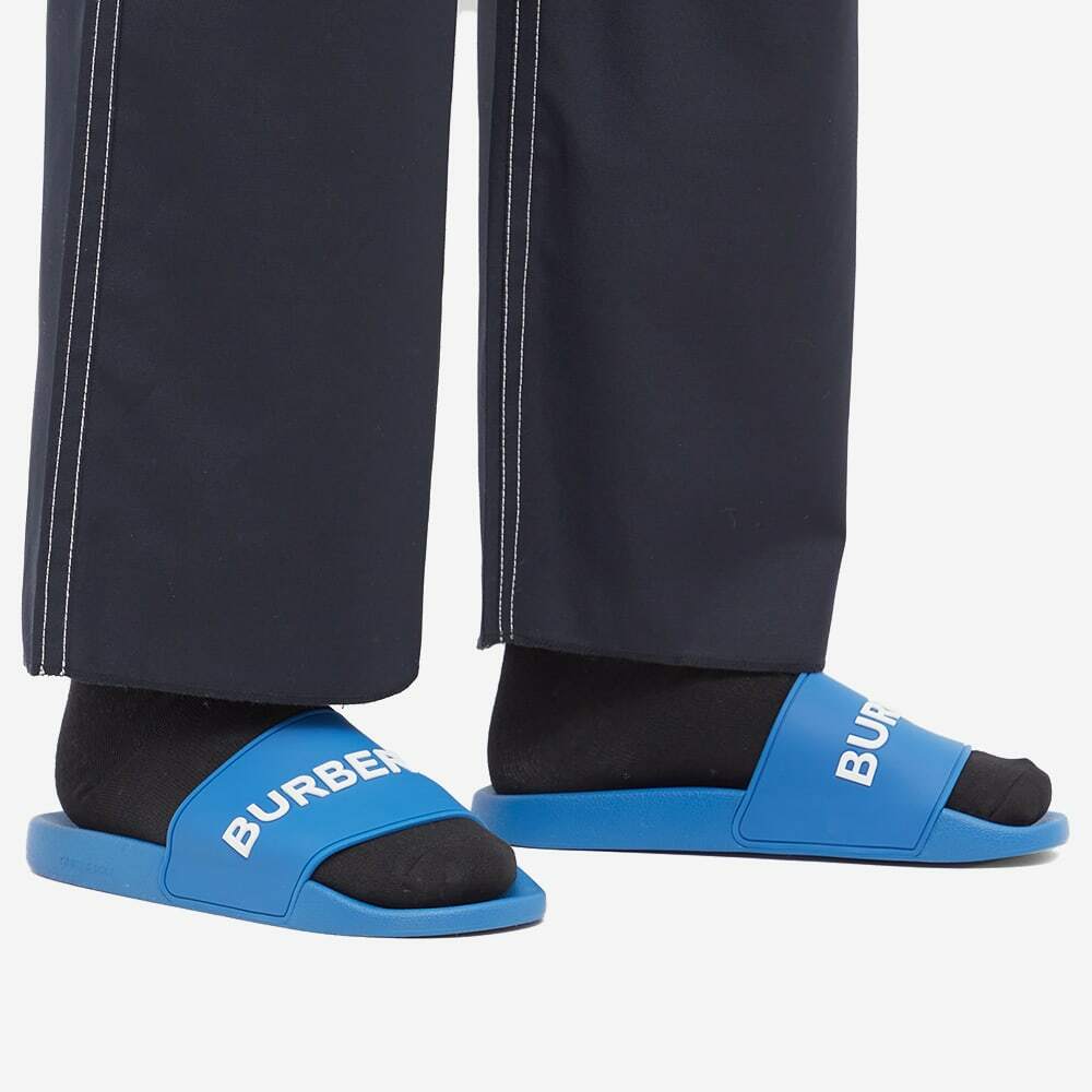 Burberry Men's Furley Logo Slide in Azure Blue Burberry