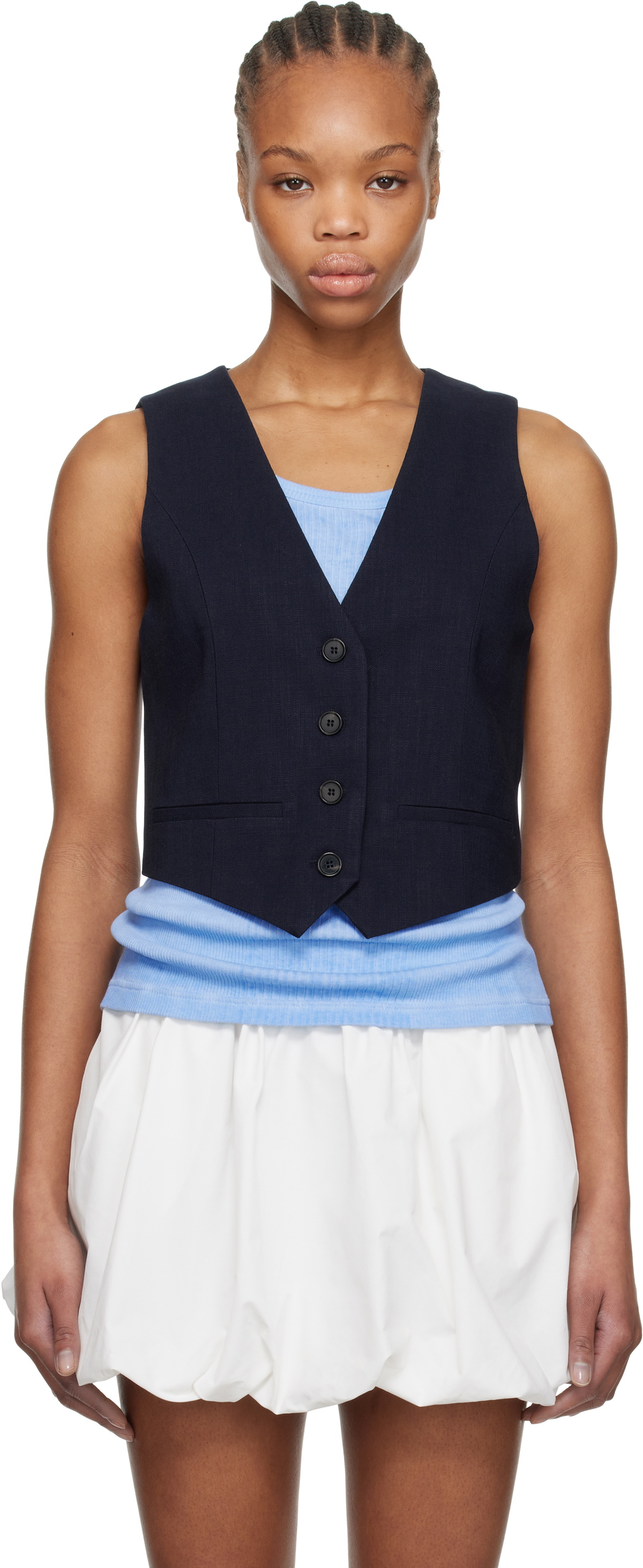 MSGM Navy Button Vest MSGM